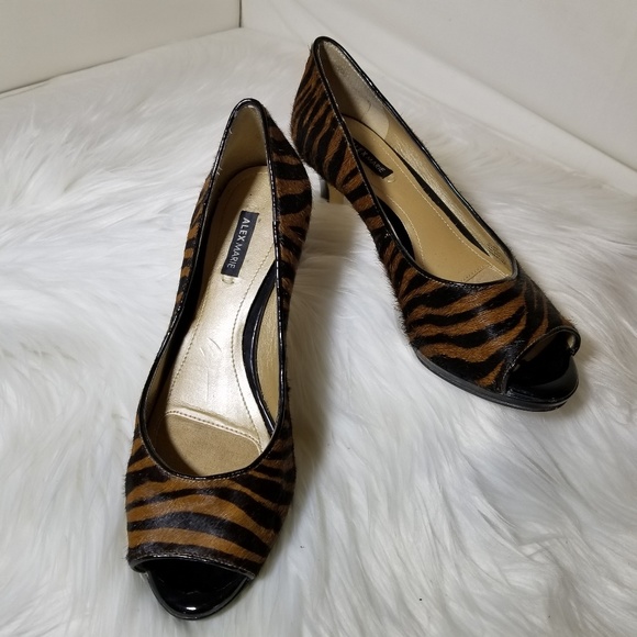 Alex Marie | Shoes | Alex Marie Heels Pony Calf Hair Peep Toe Sz 6 M ...